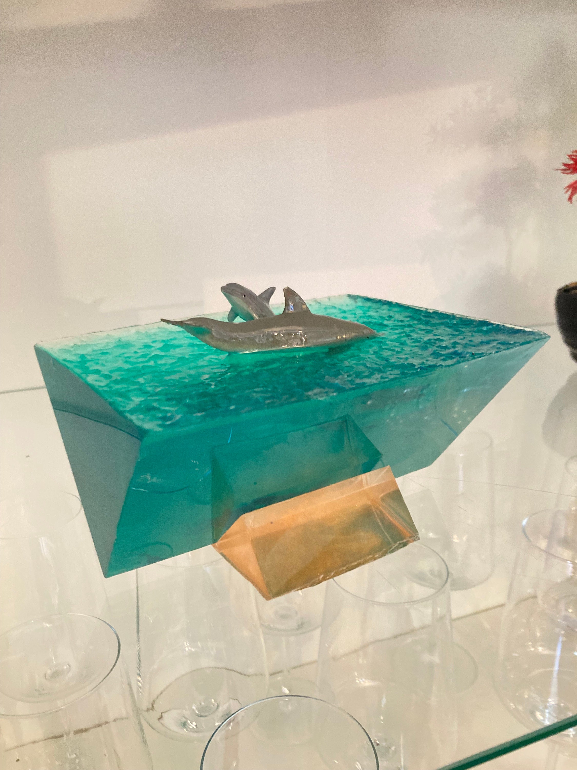 Delphine Resin Cube, Paperweight, Water Resin Diorama, Ocean Diorama ...