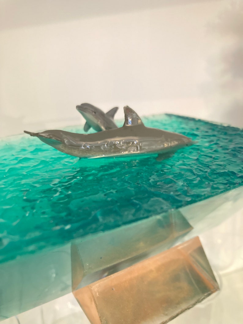 Delphine Resin Cube Paperweight Water Resin Diorama Ocean - Etsy