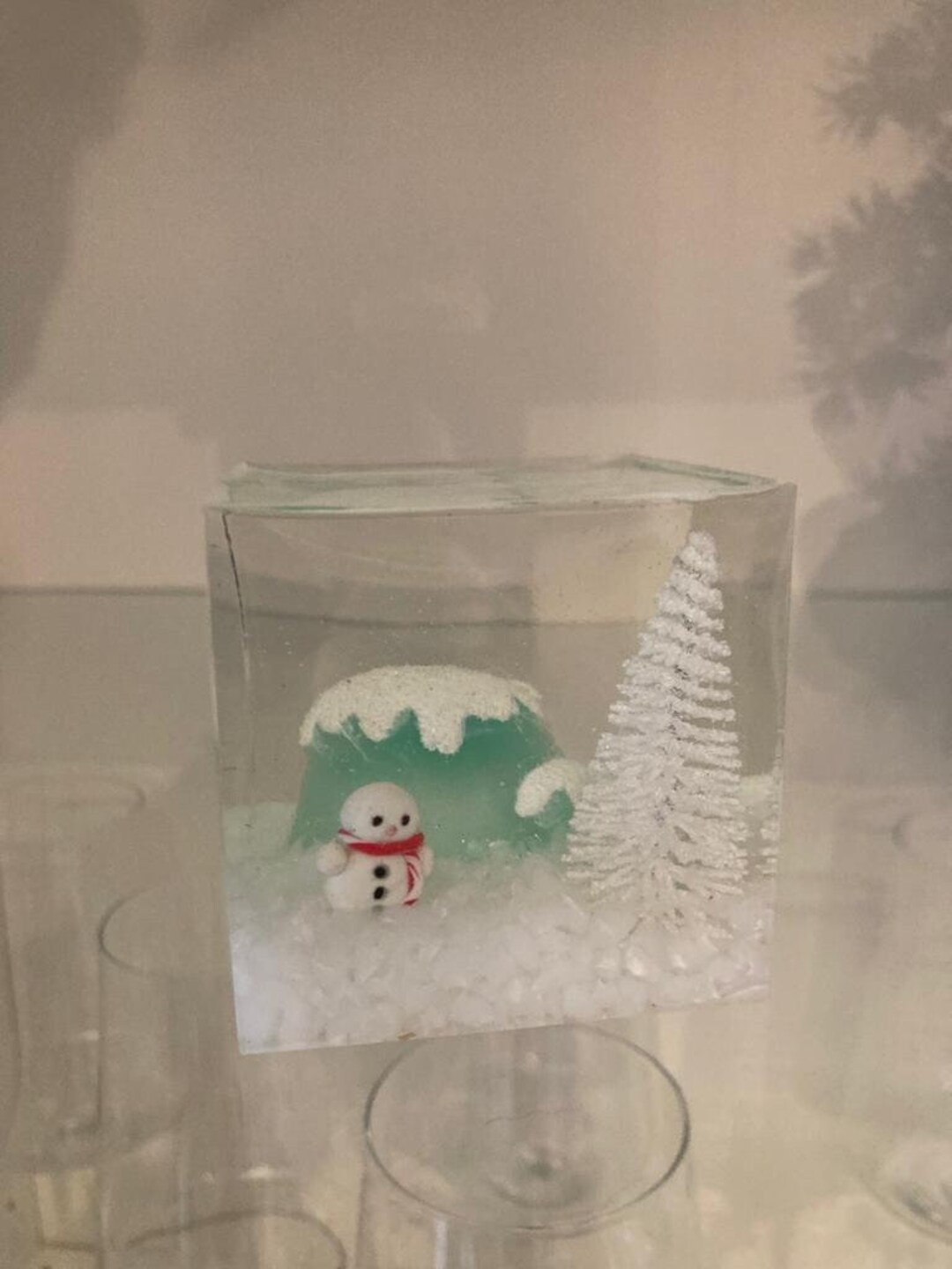 Snowman and Igloo Resin Decor, Paperweight, Snow Diorama, Winter ...