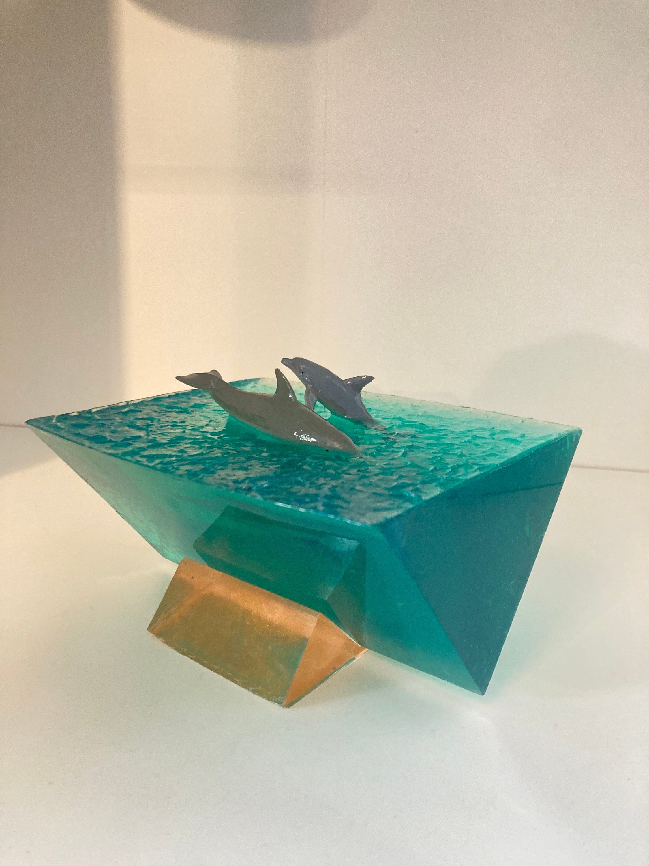 Delphine Resin Cube Paperweight Water Resin Diorama Ocean - Etsy