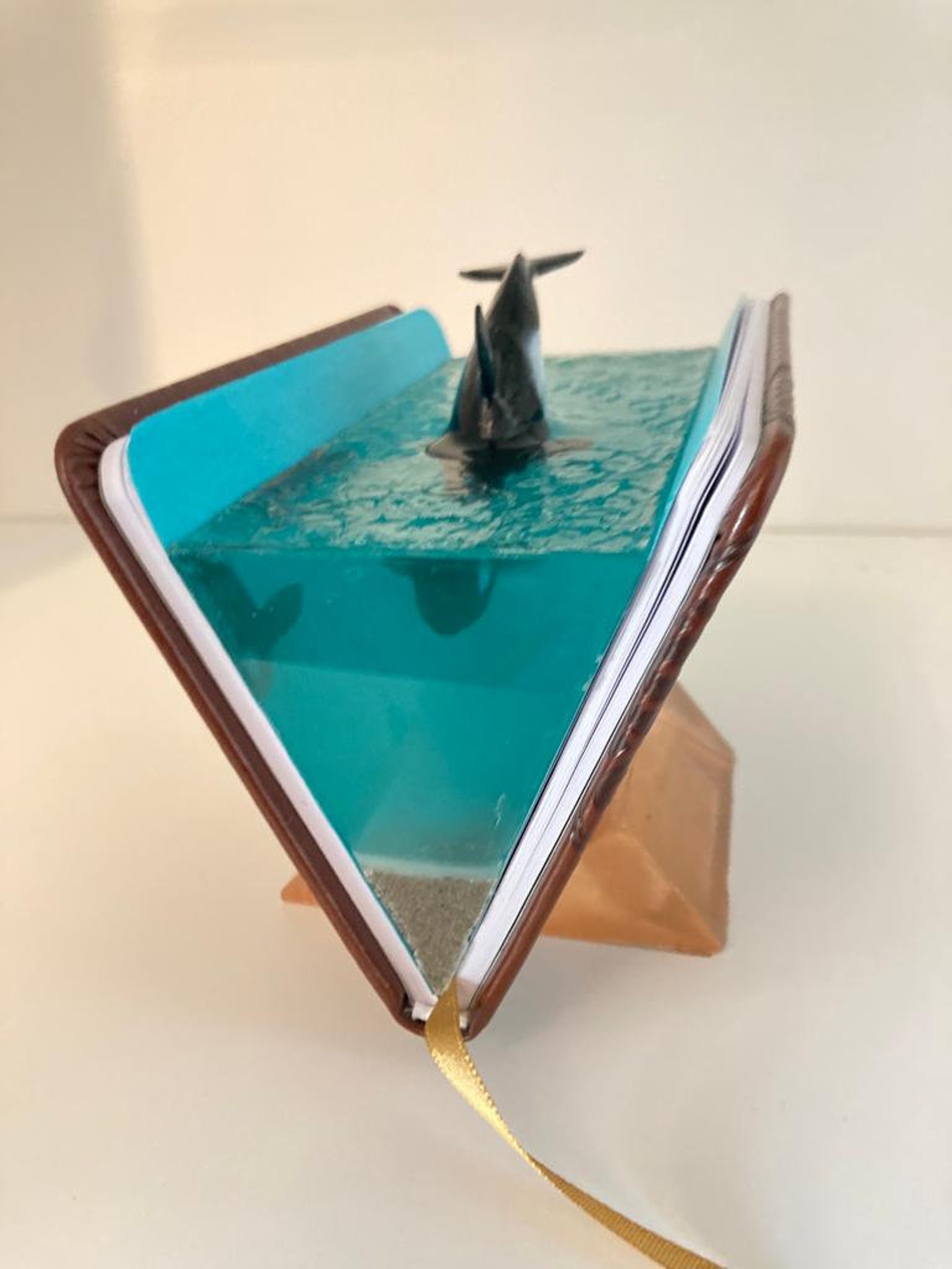 Orca in the Book, Paperweight, Water Resin Diorama, Ocean Diorama ...