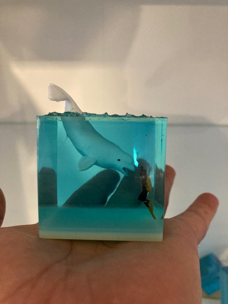 Beluga Whale in Resin Cube Resin Decor Paperweight Water - Etsy