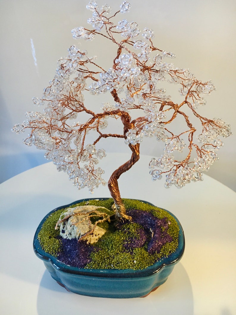 Bonsai Tree, Glass Bead Wire Tree, Almond Tree Bonsai, Bonsai Sculpture ...