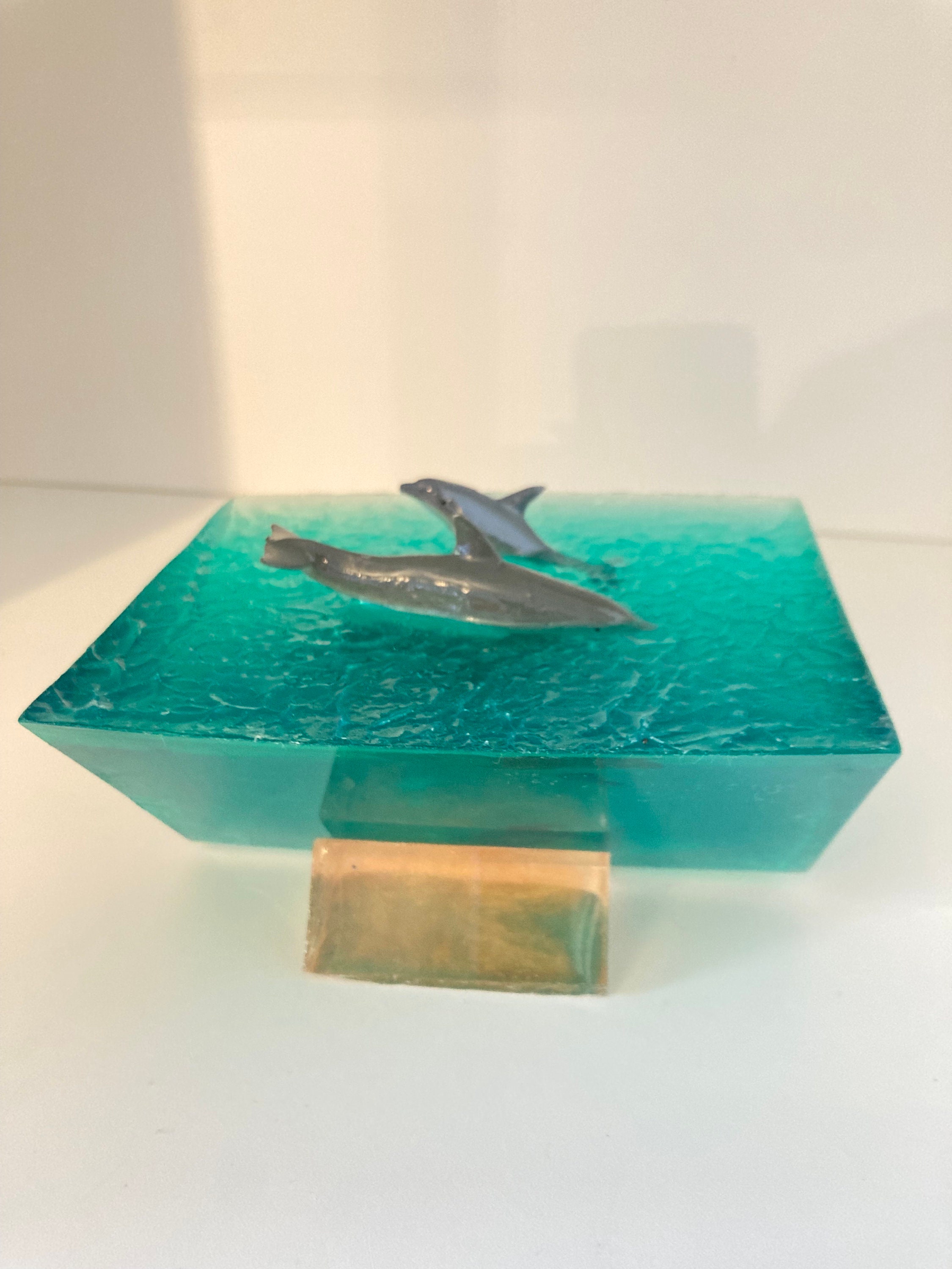 Delphine Resin Cube Paperweight Water Resin Diorama Ocean - Etsy