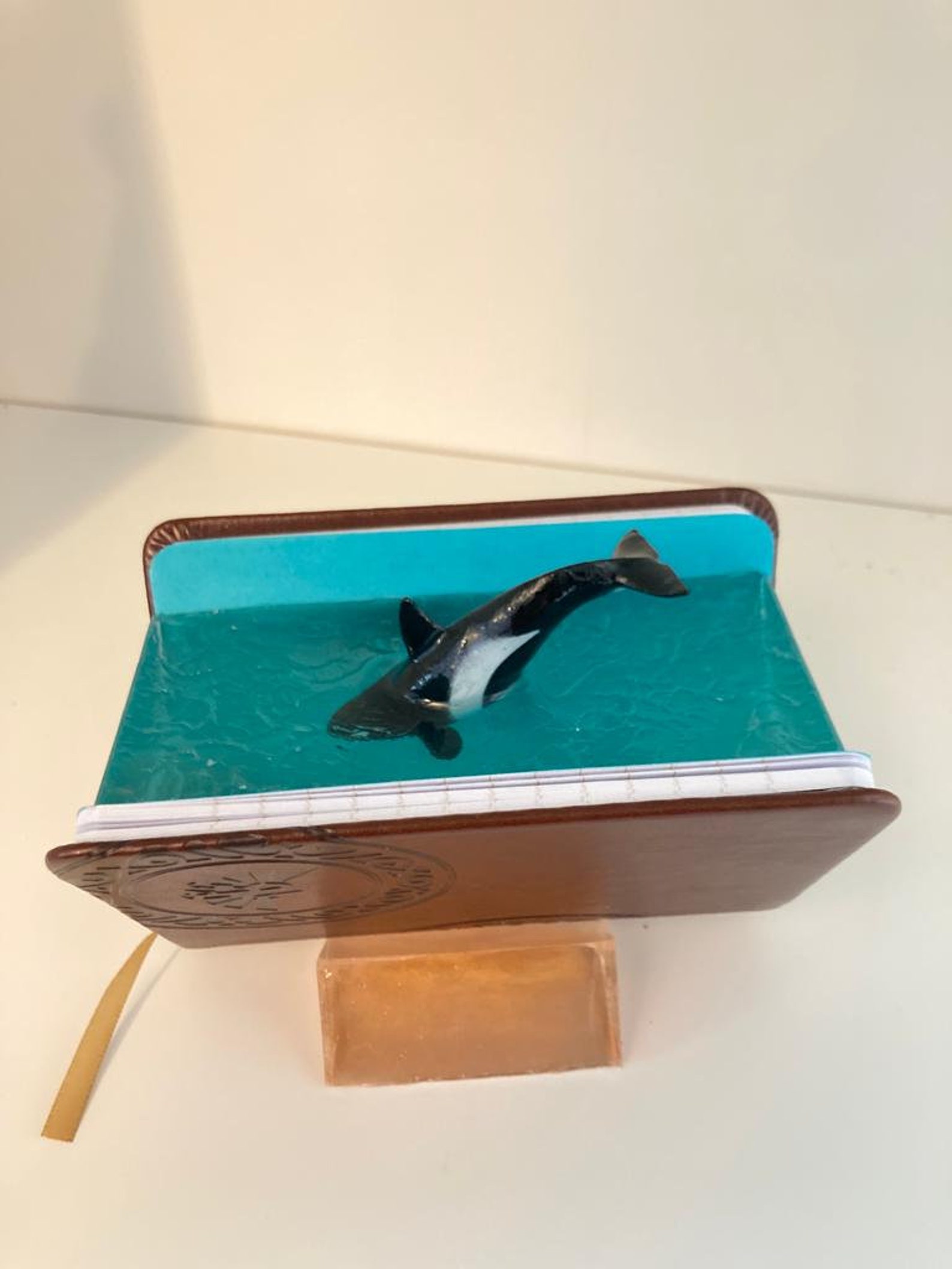 Orca in the Book, Paperweight, Water Resin Diorama, Ocean Diorama ...