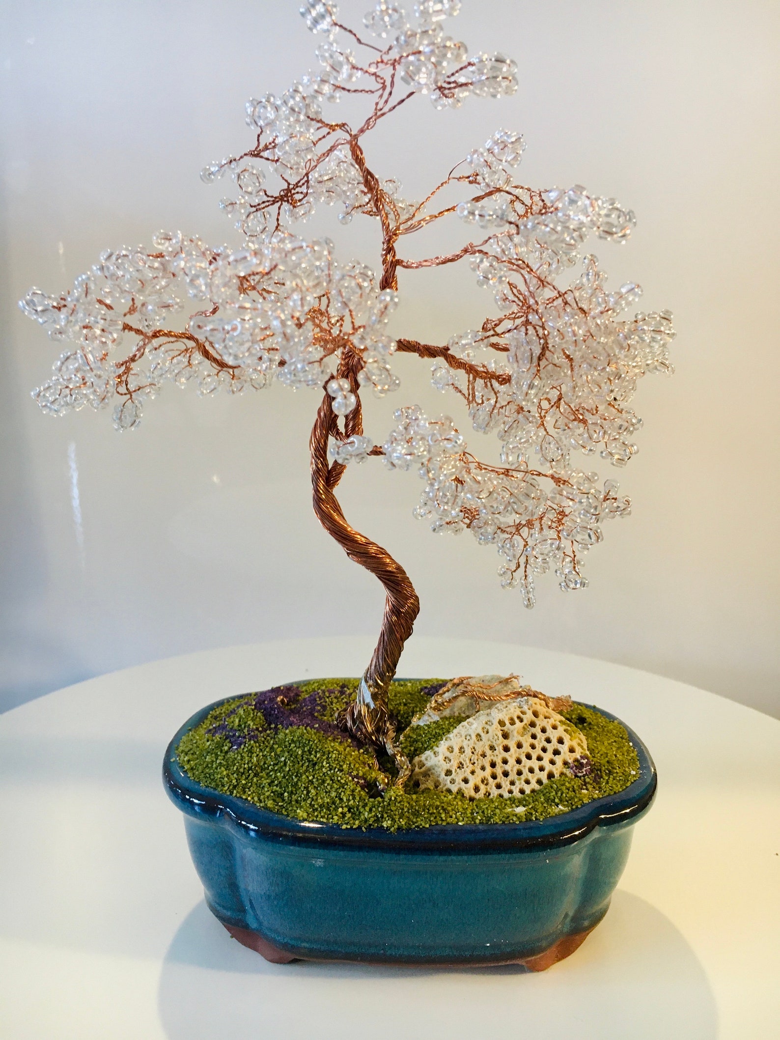 Bonsai Tree, Glass Bead Wire Tree, Almond Tree Bonsai, Bonsai Sculpture ...