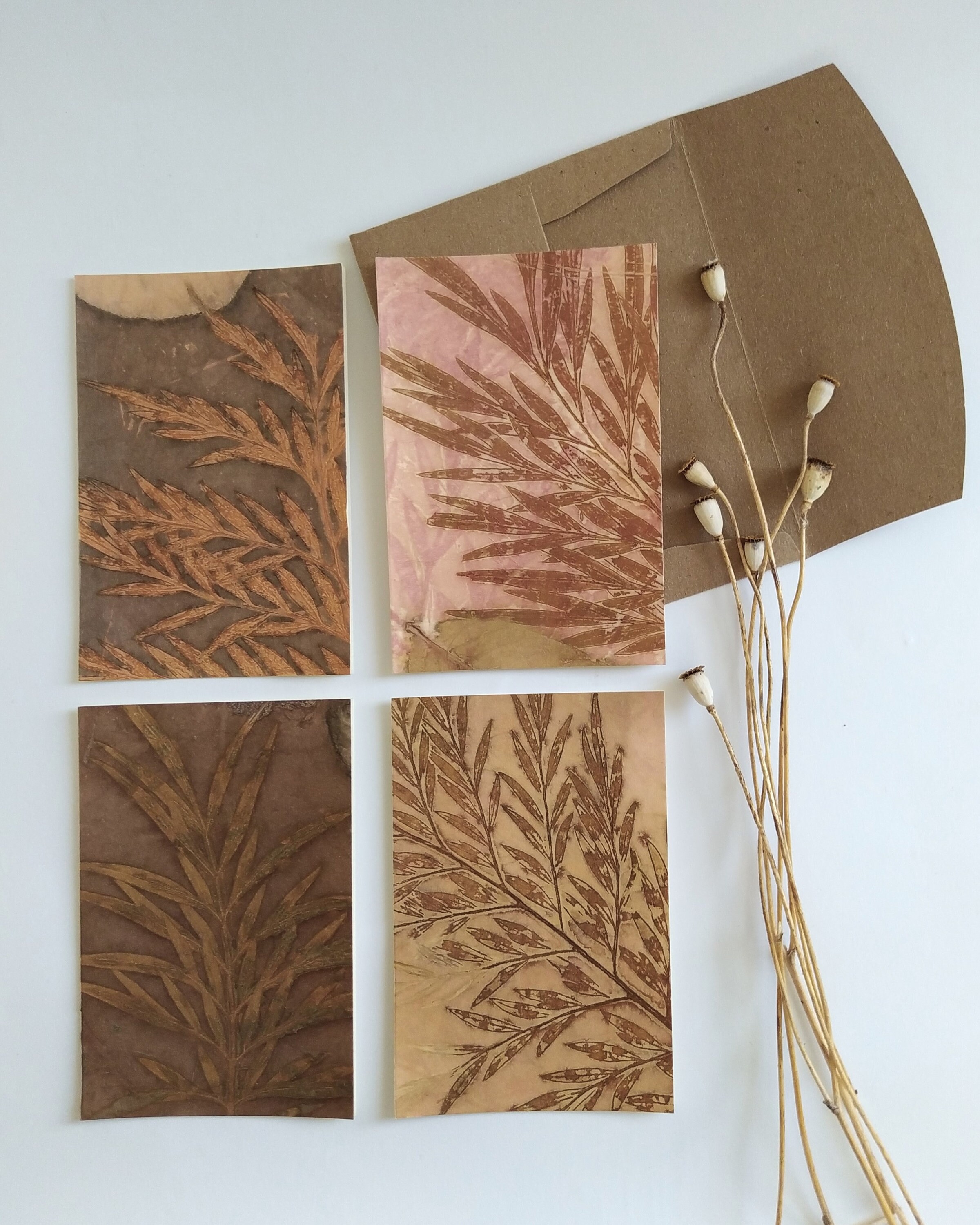 Ecoprinted Paper Botanical Designs Greeting Cards Eco-friendly Gifts ...