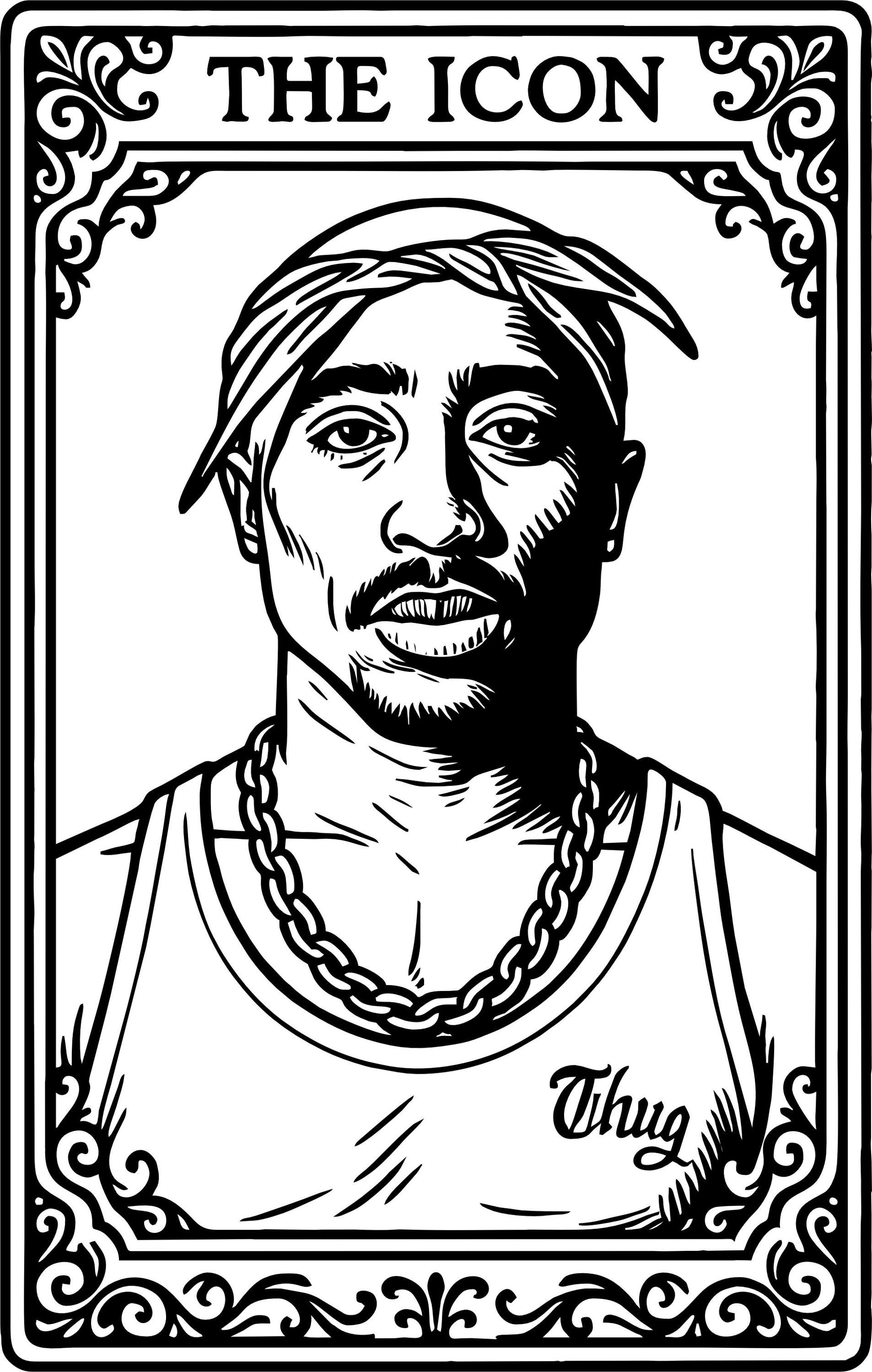 2pac SVG | Tupac Rap Icon Tattoo Art | Hip Hop Vector Clipart | Thug ...