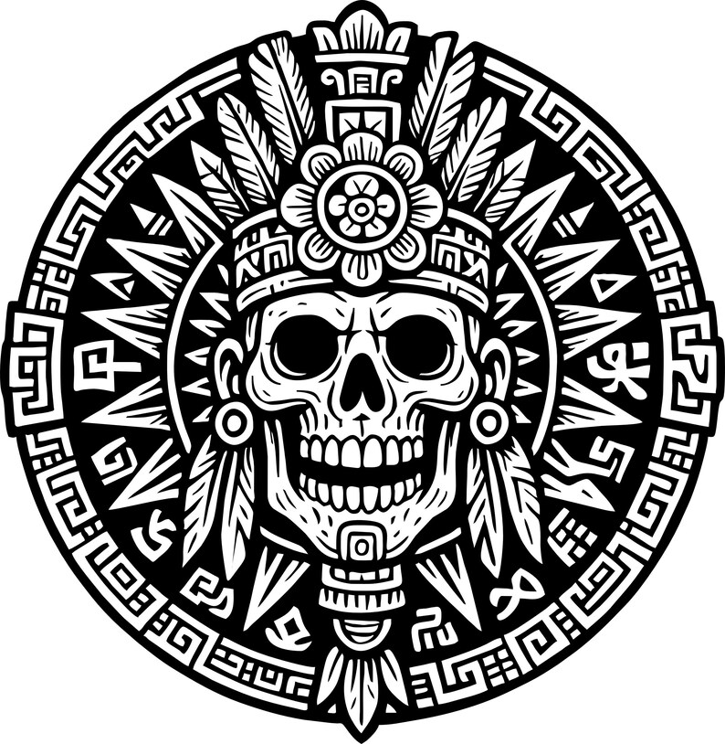 Aztec God SVG File, Aztec Svg, Skull Svg, Skeleton Svg, Mexican Svg ...