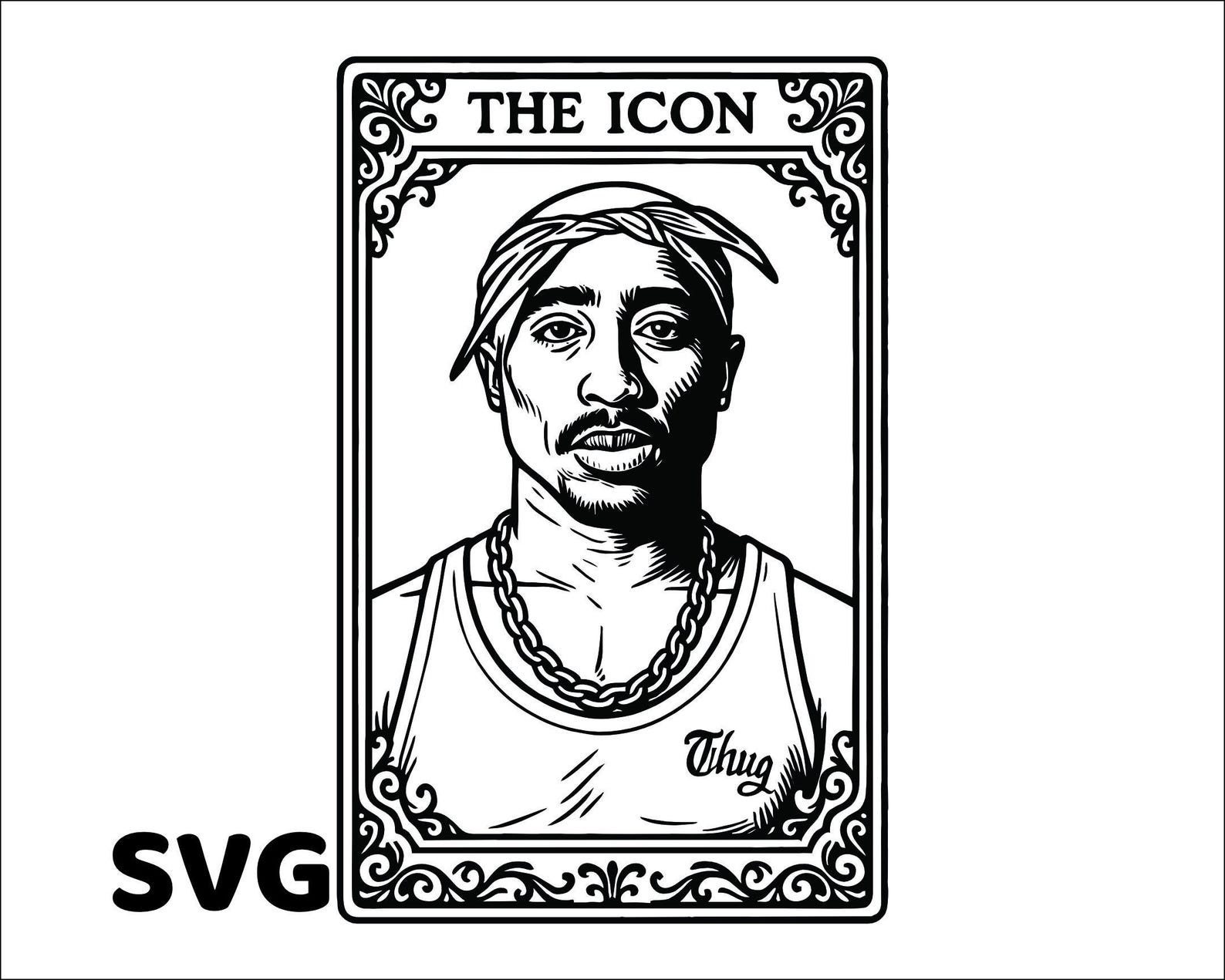 2pac SVG | Tupac Rap Icon Tattoo Art | Hip Hop Vector Clipart | Thug ...