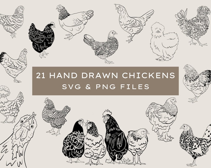 Chicken SVG Farmhouse Svg Hand Drawn Chicken Chicken - Etsy