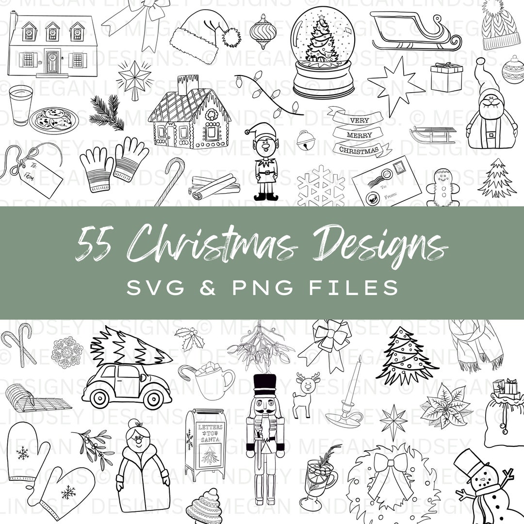 Christmas Bundle Svg PNG Clipart, Line Art, Holiday, Santa, Christmas ...