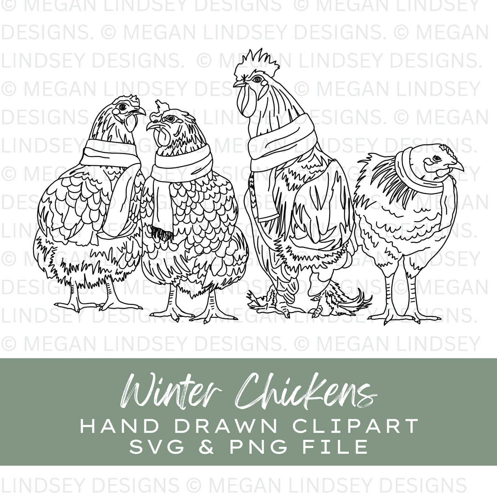 Chicken SVG Farmhouse Svg Hand Drawn Animals Chicken Clipart Rooster ...