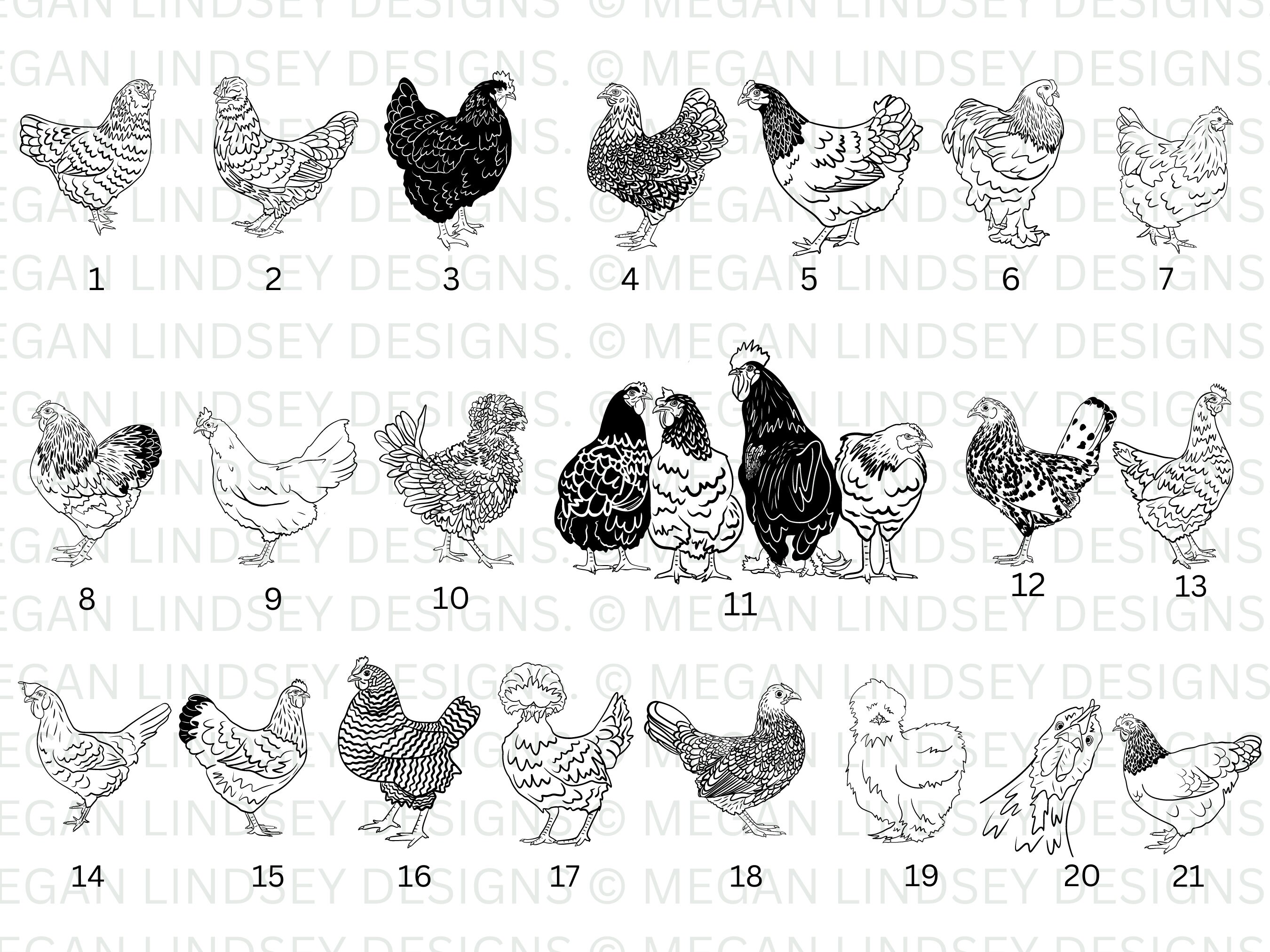 Pollo SVG / Granja Svg / Pollo dibujado a mano / Razas de pollo ...