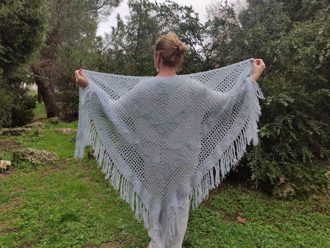Alpaca Silk Large Shawl for Boho Woman. Vintage Style Woman Wool Shawl ...
