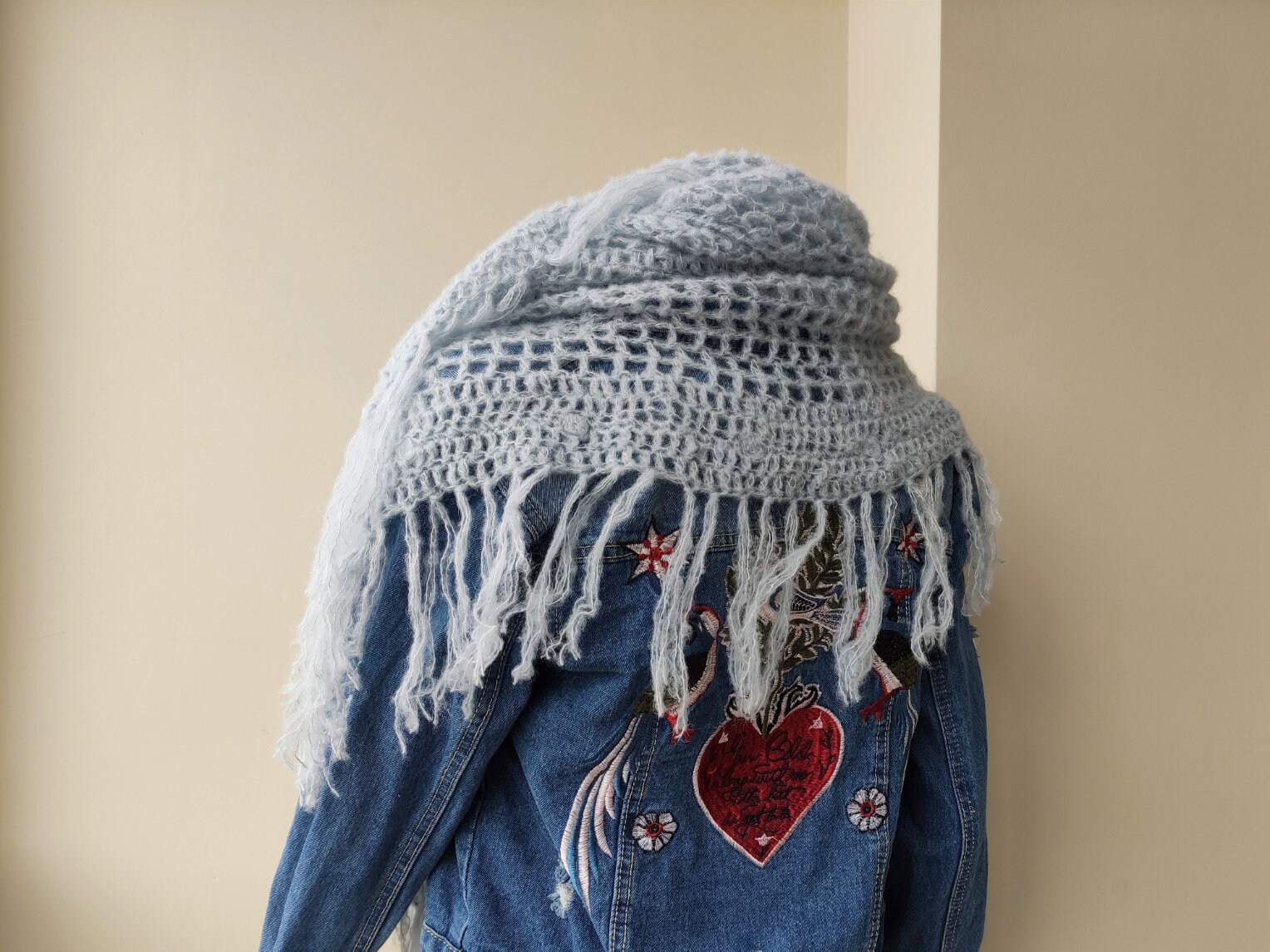 Alpaca Silk Large Shawl for Boho Woman. Vintage Style Woman Wool Shawl ...