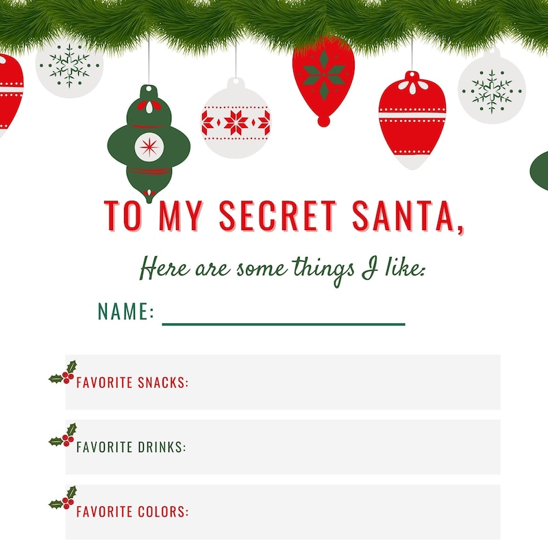 Secret Santa Slip - Etsy