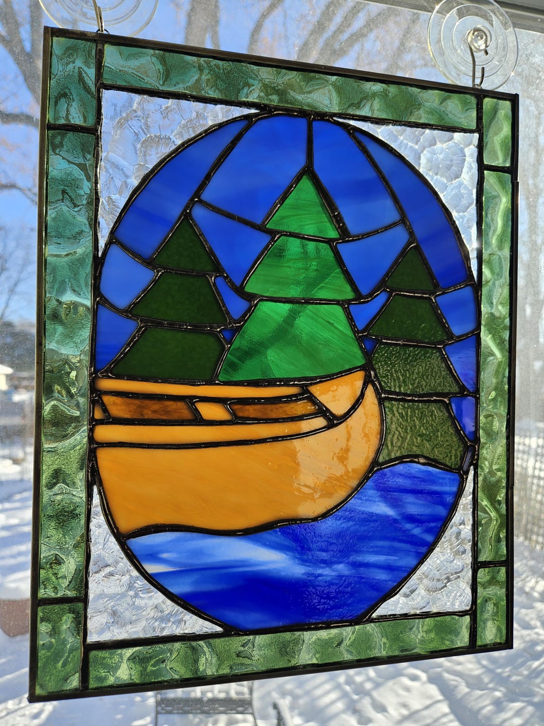 Stained Glass Canoe in Wilderness - Etsy