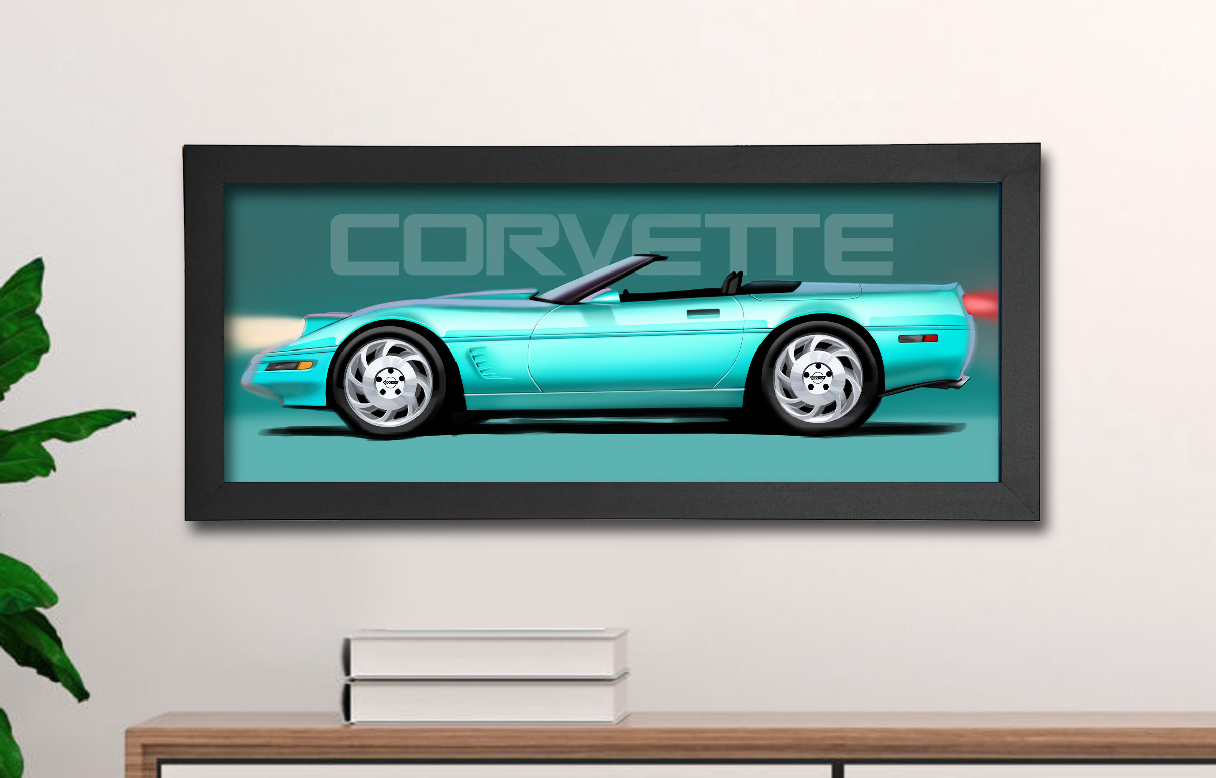 C4 Corvette Framed Painting - Etsy