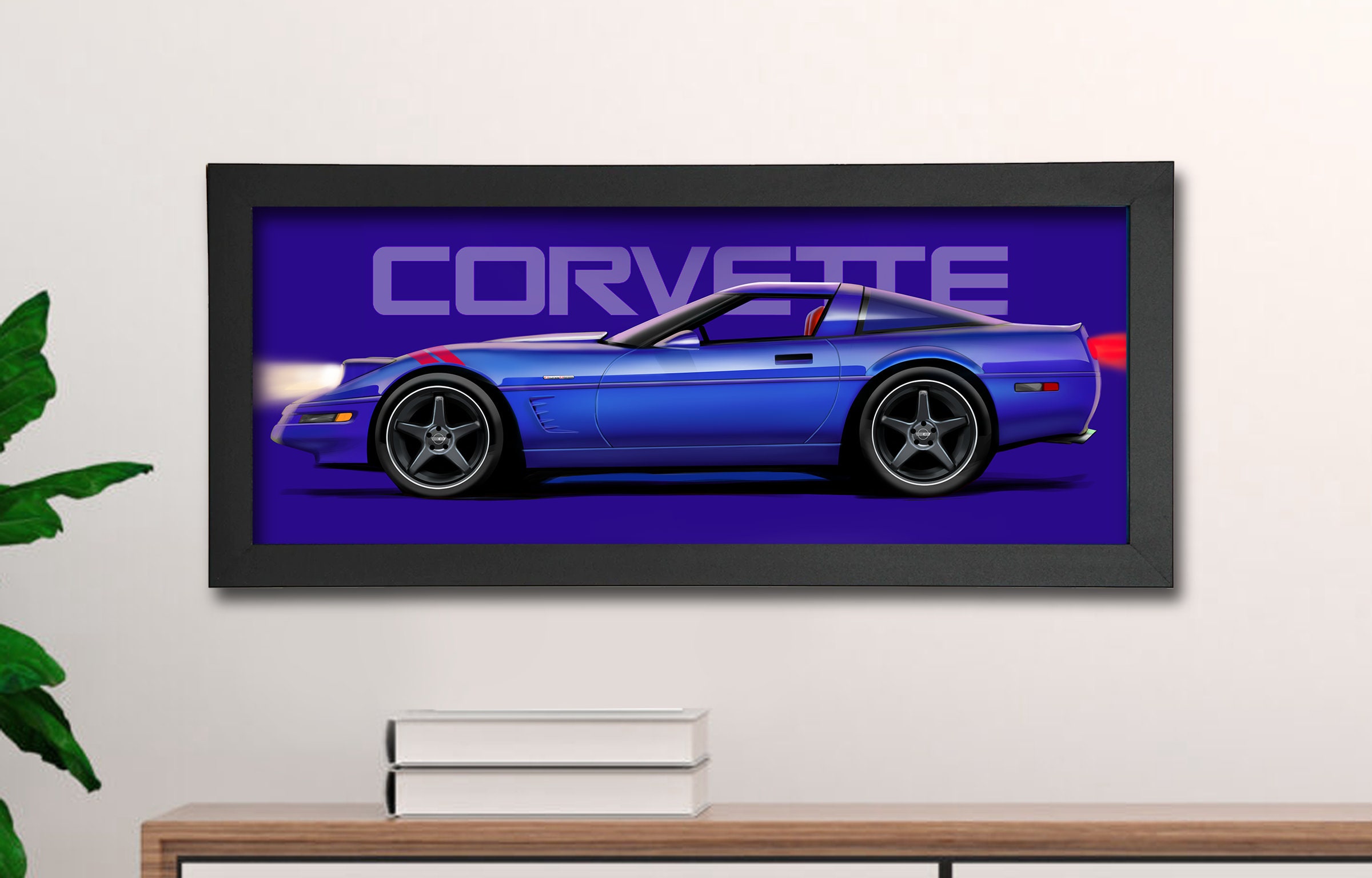 C4 Corvette Framed Painting - Etsy