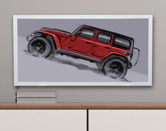 Jeep Wrangler JL Oil Painting 40" X 30" - Etsy