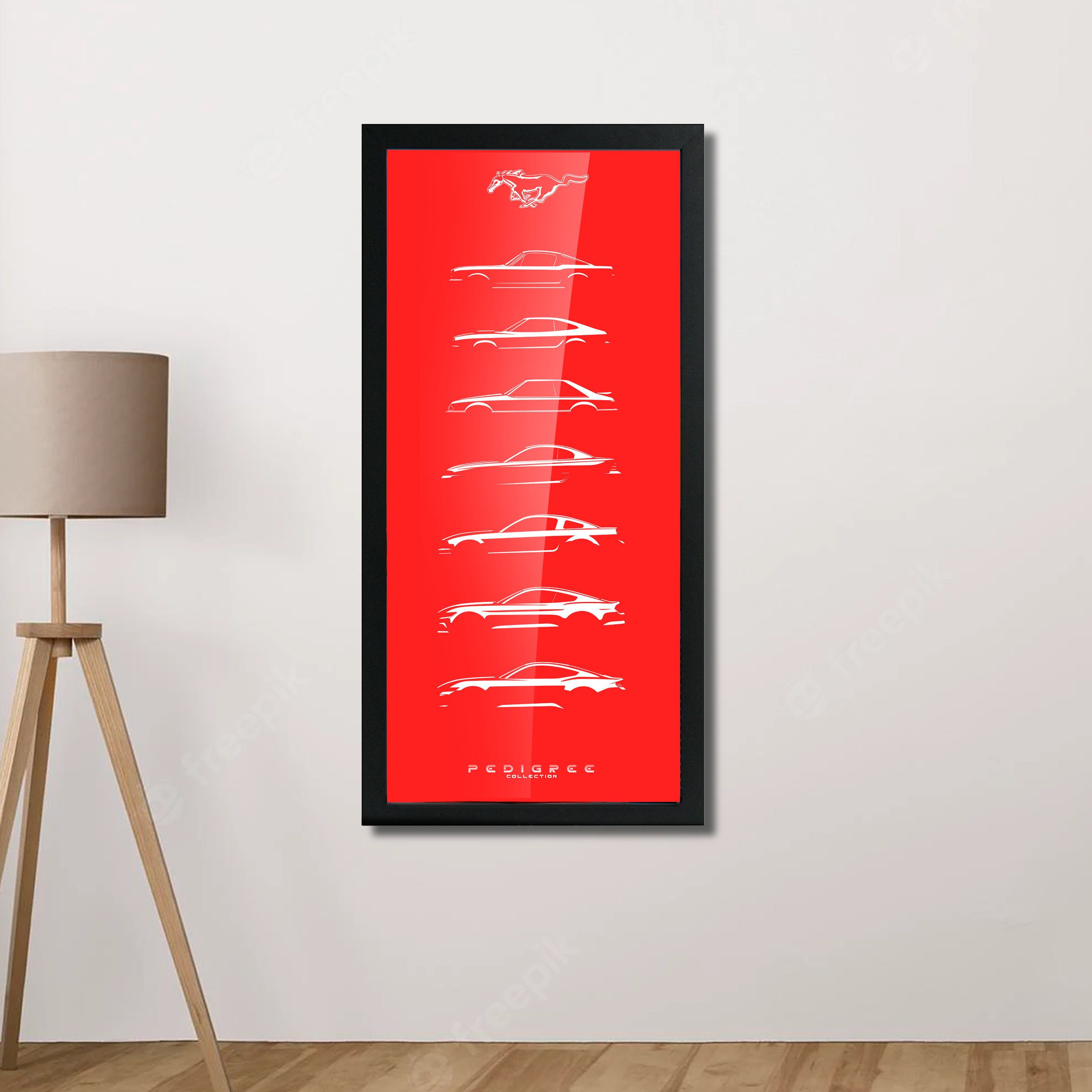 Seven Generations of Ford Mustang Art Poster - Etsy