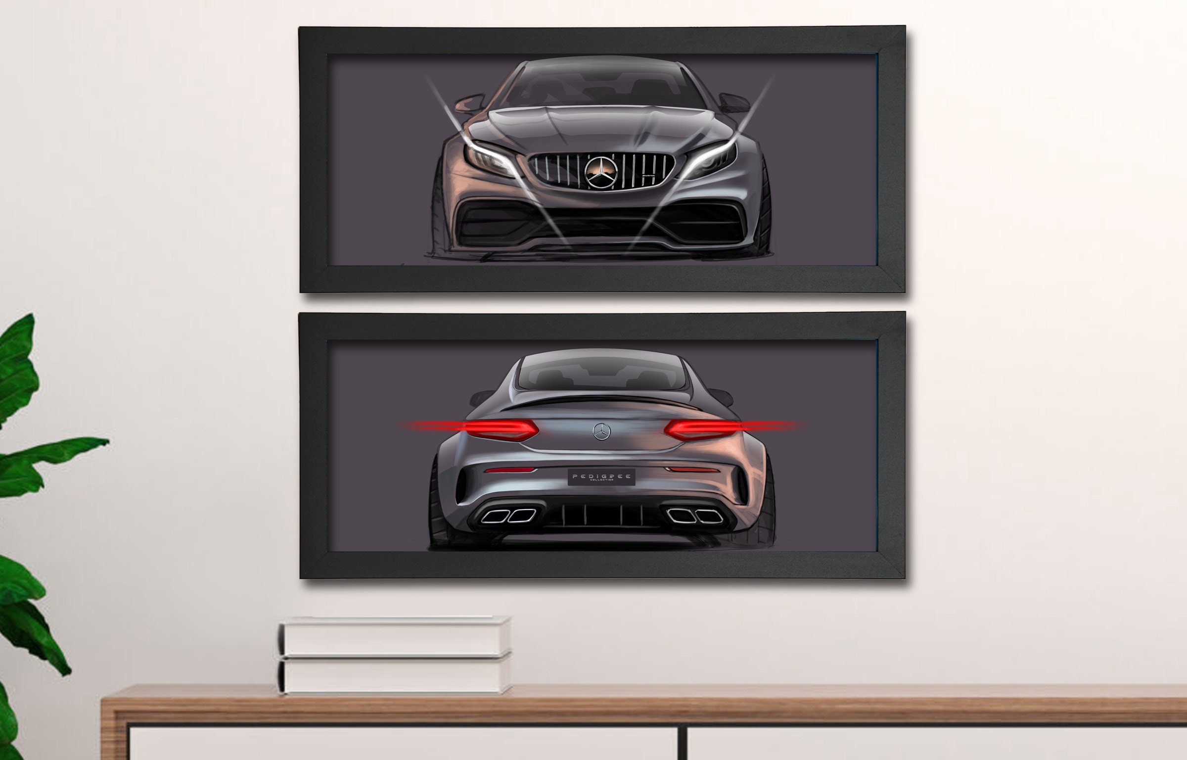 Mercedes AMG C63 Coupe Rear View Art Sketch Painting - Etsy