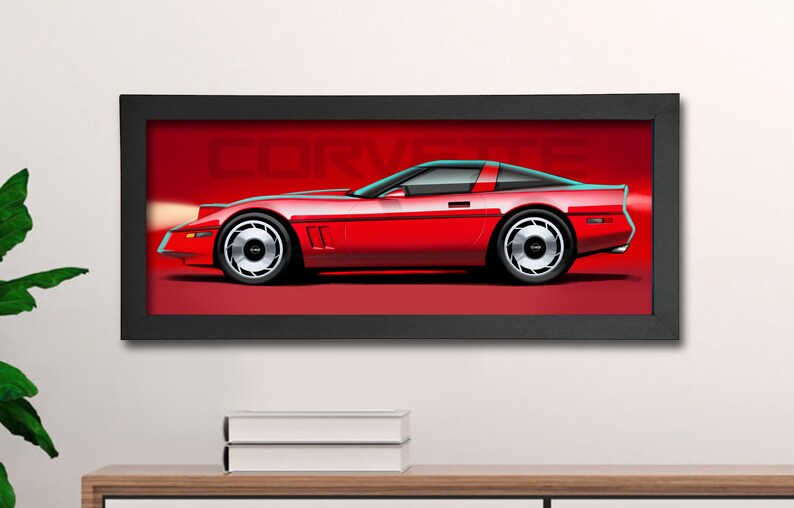 C4 Corvette Framed Painting - Etsy