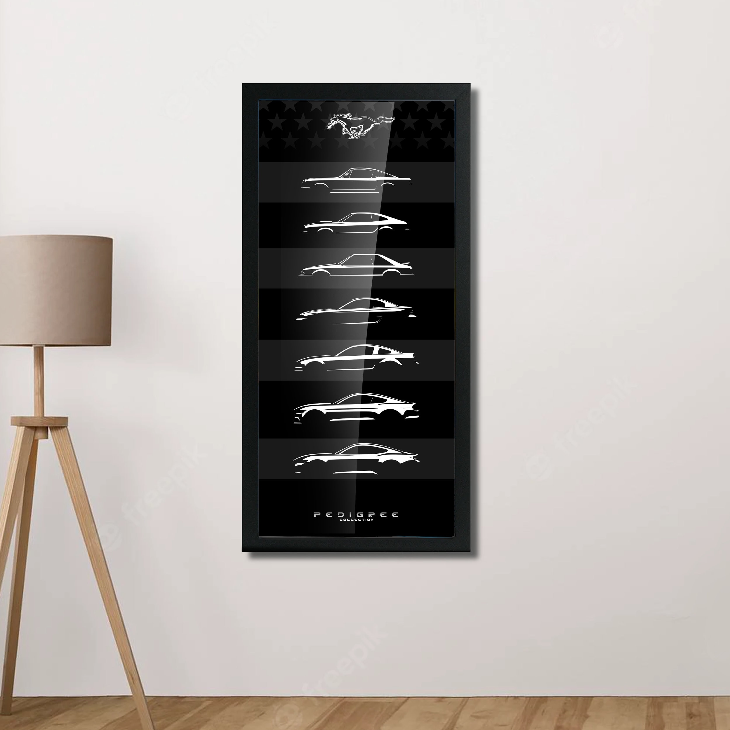 Seven Generations of Ford Mustang Art Poster - Etsy