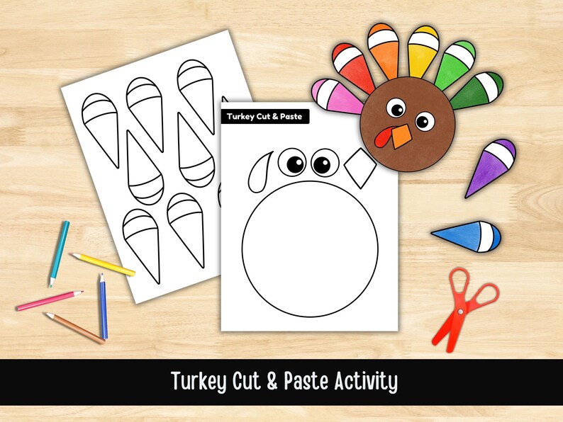 Thanksgiving Turkey Craft: Cut and Paste Activity (digital Download) - Etsy