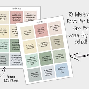 Lunch Box Facts for Kids | Lunch Notes | Printable Facts for Kids ...