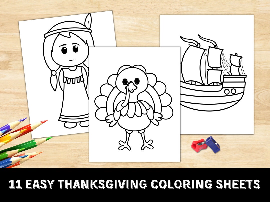 11 Thanksgiving Coloring Sheets Beginner | Coloring Page | Easy ...