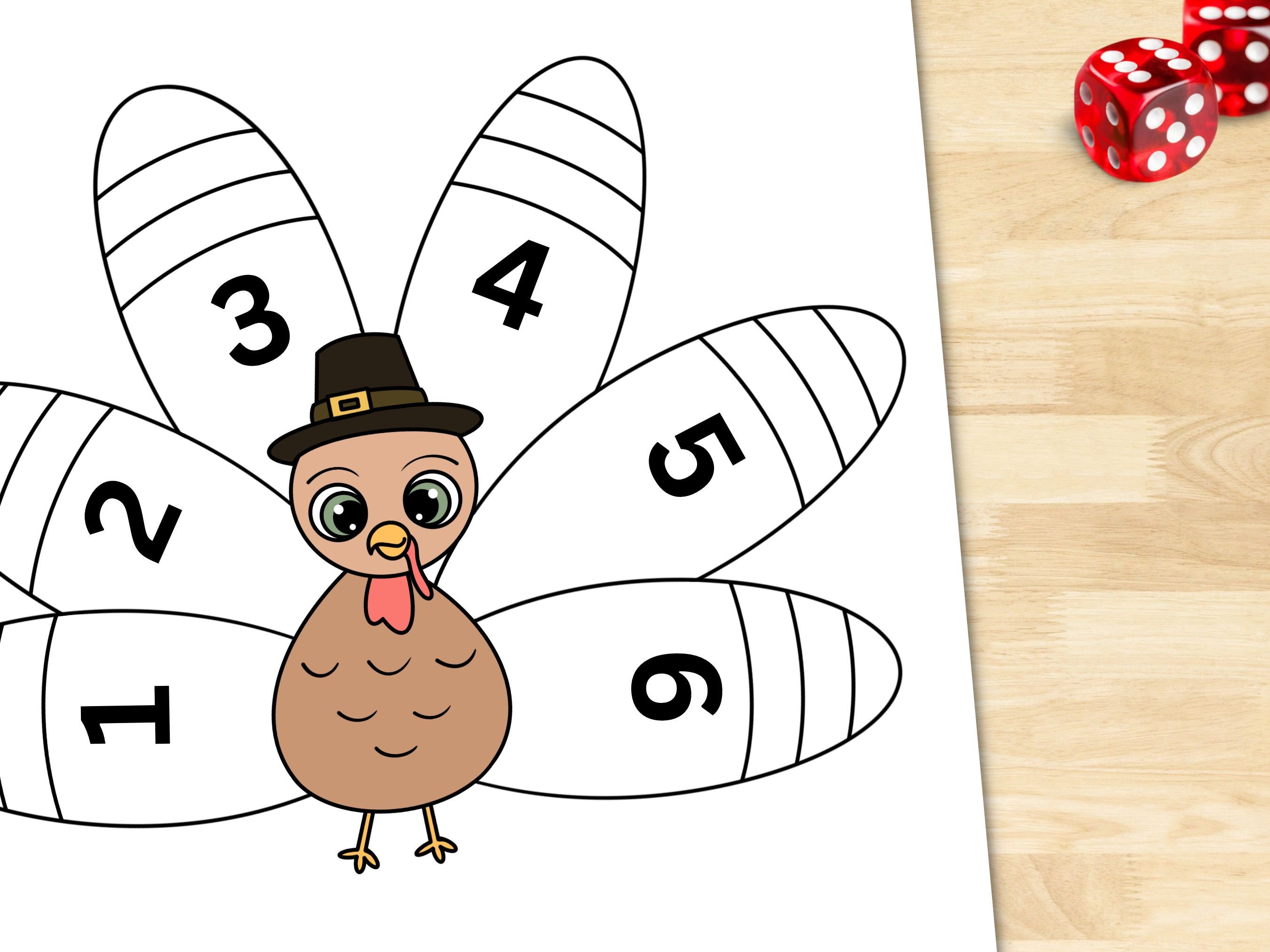 Dice Turkey Game Coloring Turkey Game Instant Download Kids ...