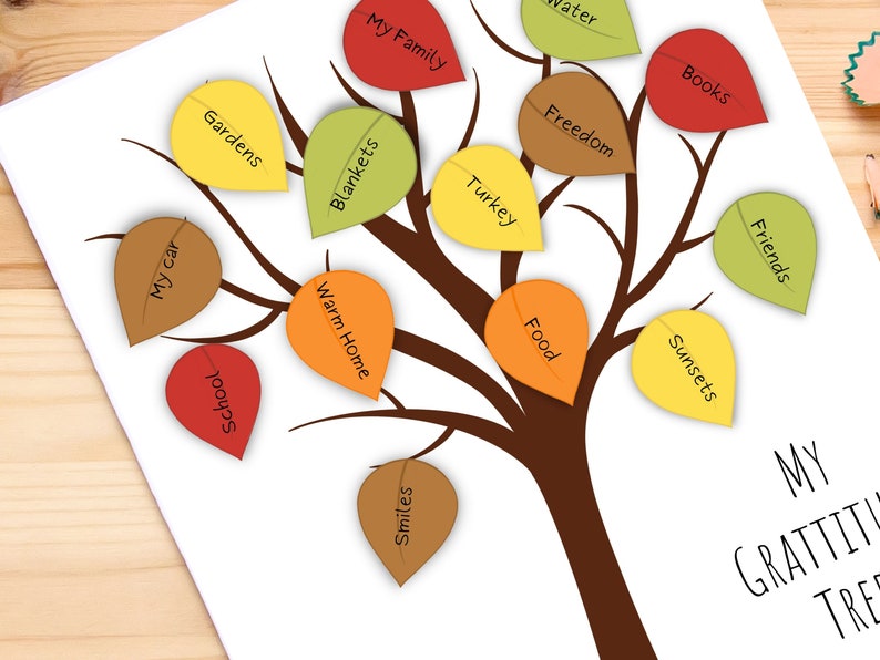 Gratitude and Thankful Tree Thanksgiving Thankful Craft Cut and Paste ...