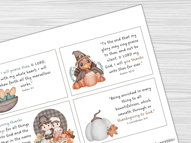 KJV 24 Thanksgiving Scripture Place Mat Cards | Praise and Worship ...