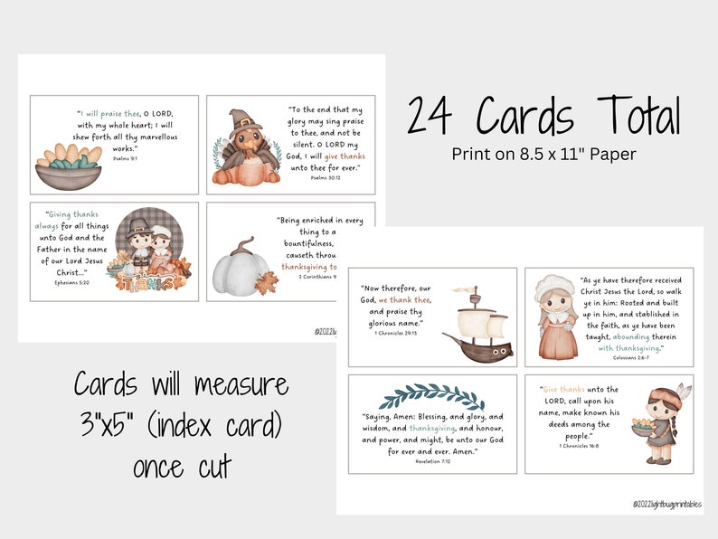 KJV 24 Thanksgiving Scripture Place Mat Cards | Praise and Worship ...