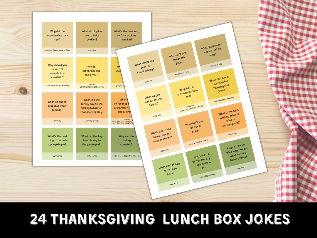 24 Thanksgiving Jokes | Lunch Notes | Clean Jokes for Kids | Instant ...