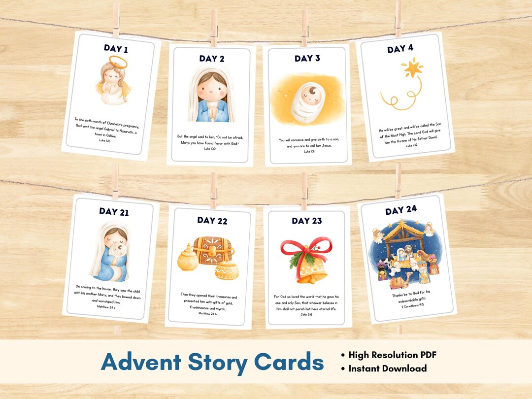 Advent Scripture Cards for Kids Christmas Nativity Story Christmas ...