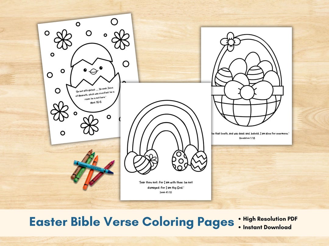 13 Kids Easter Coloring Pages With Bible Verse | Printable PDF Digital ...