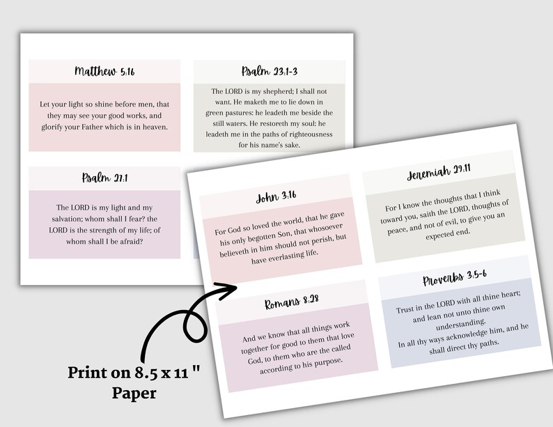 KJV Bible Scripture Cards Printable Set of 40 Christian Encouragement ...