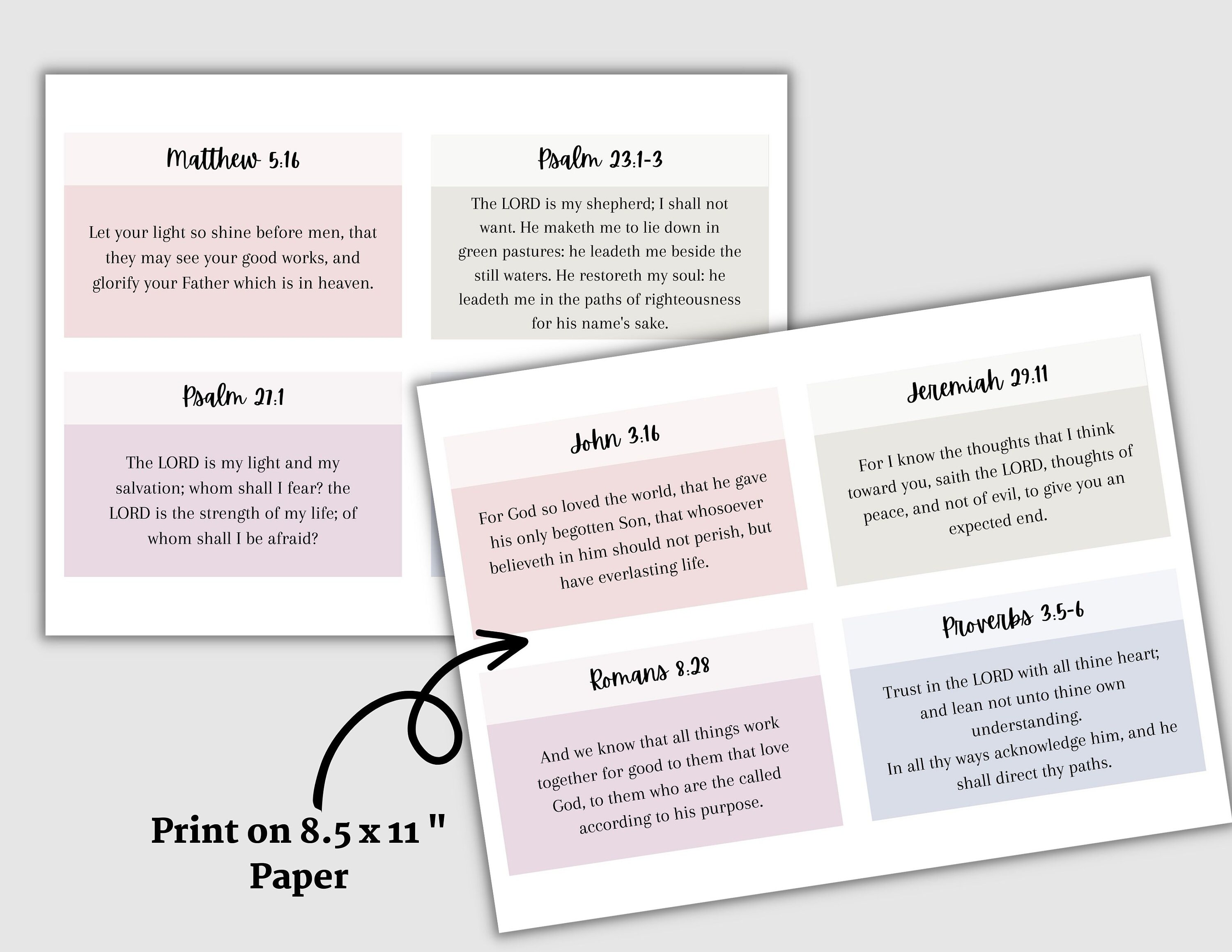 KJV Bible Scripture Cards Printable Set of 40 Christian Encouragement ...