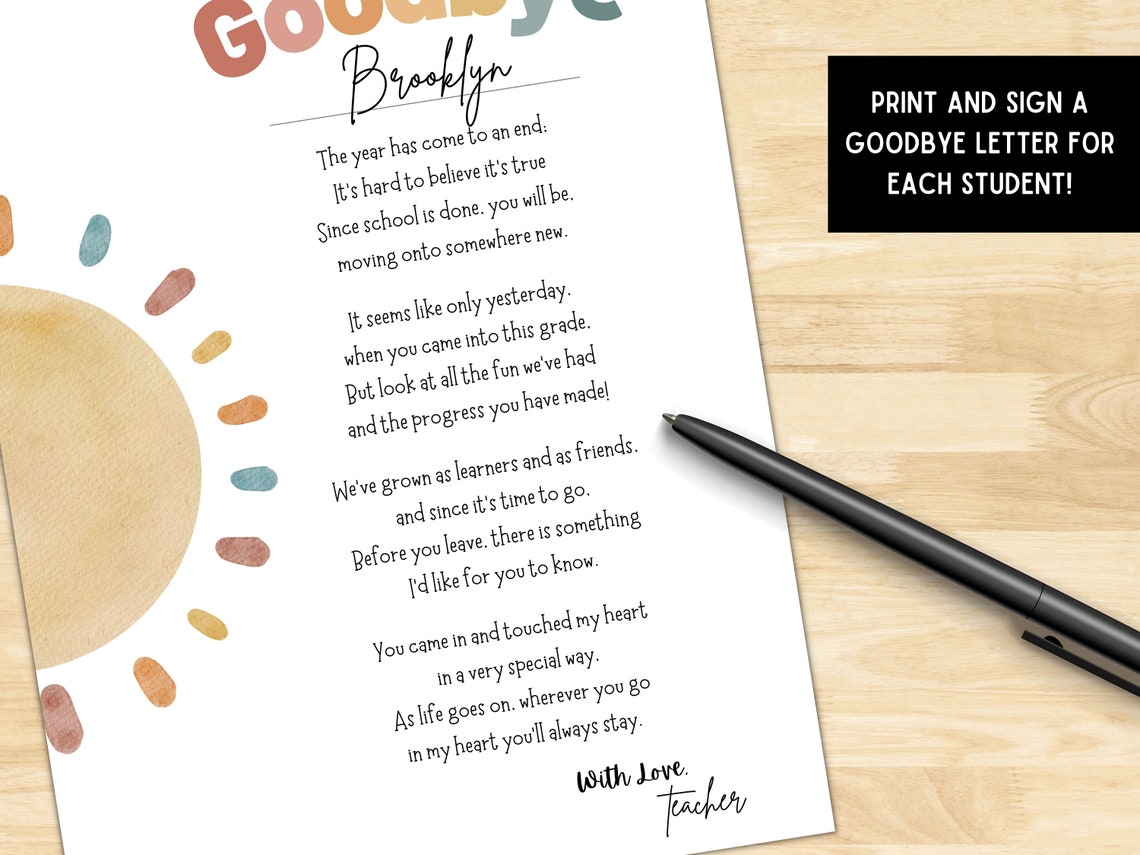 Letter From Teacher | Goodbye Gift From Teacher | End of School | End ...