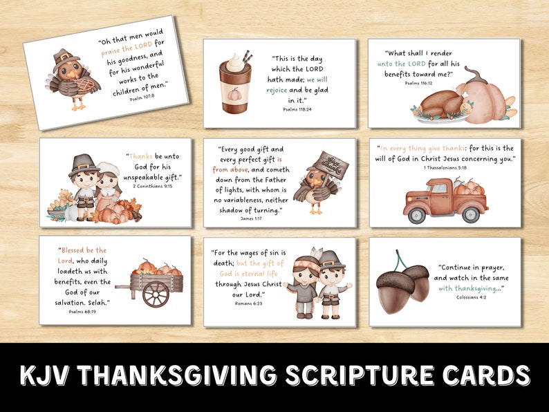 KJV 24 Thanksgiving Scripture Place Mat Cards | Praise and Worship ...