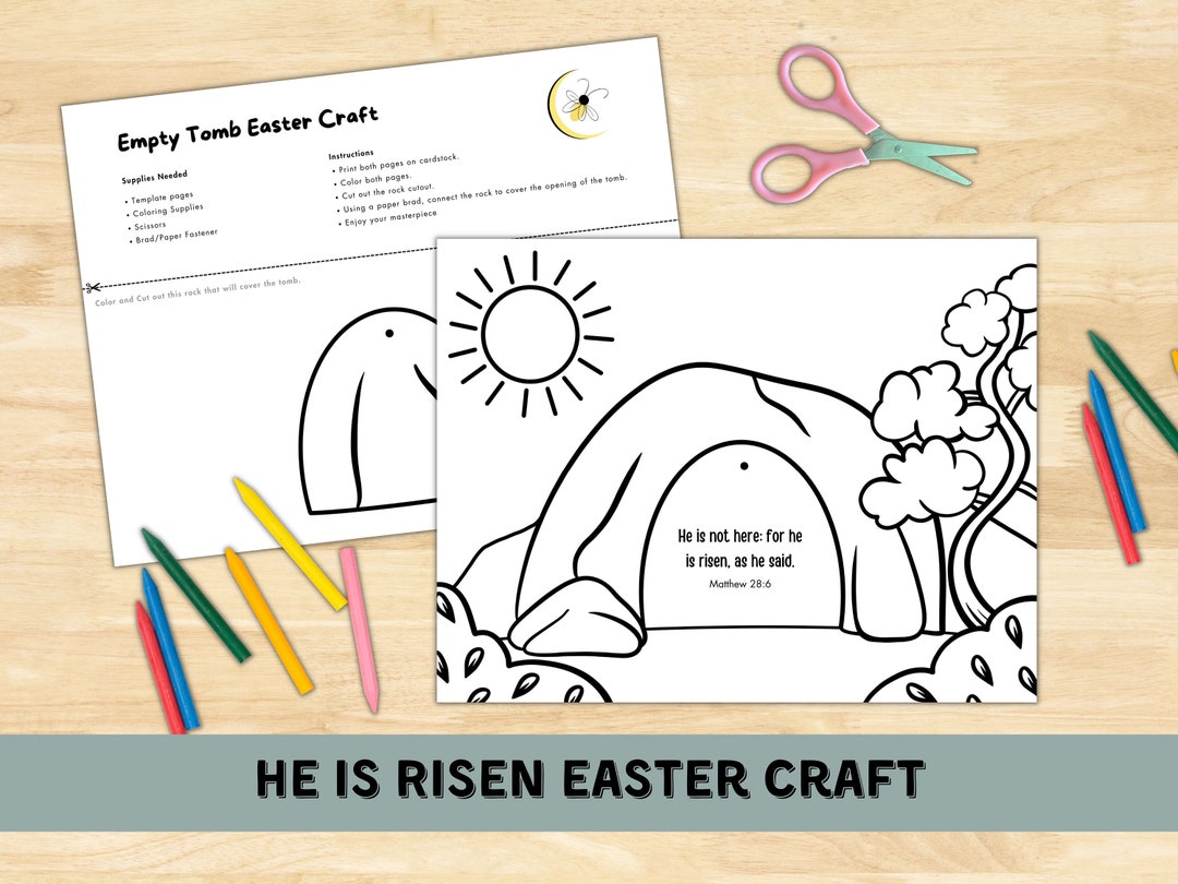 He is Risen Easter Craft ESV KJV NIV Instant Download Sunday School ...