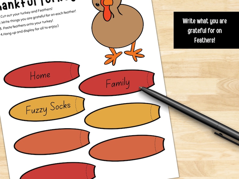 Small Thanksgiving Turkey Thankful Turkey Craft Activity for Kids Cut ...