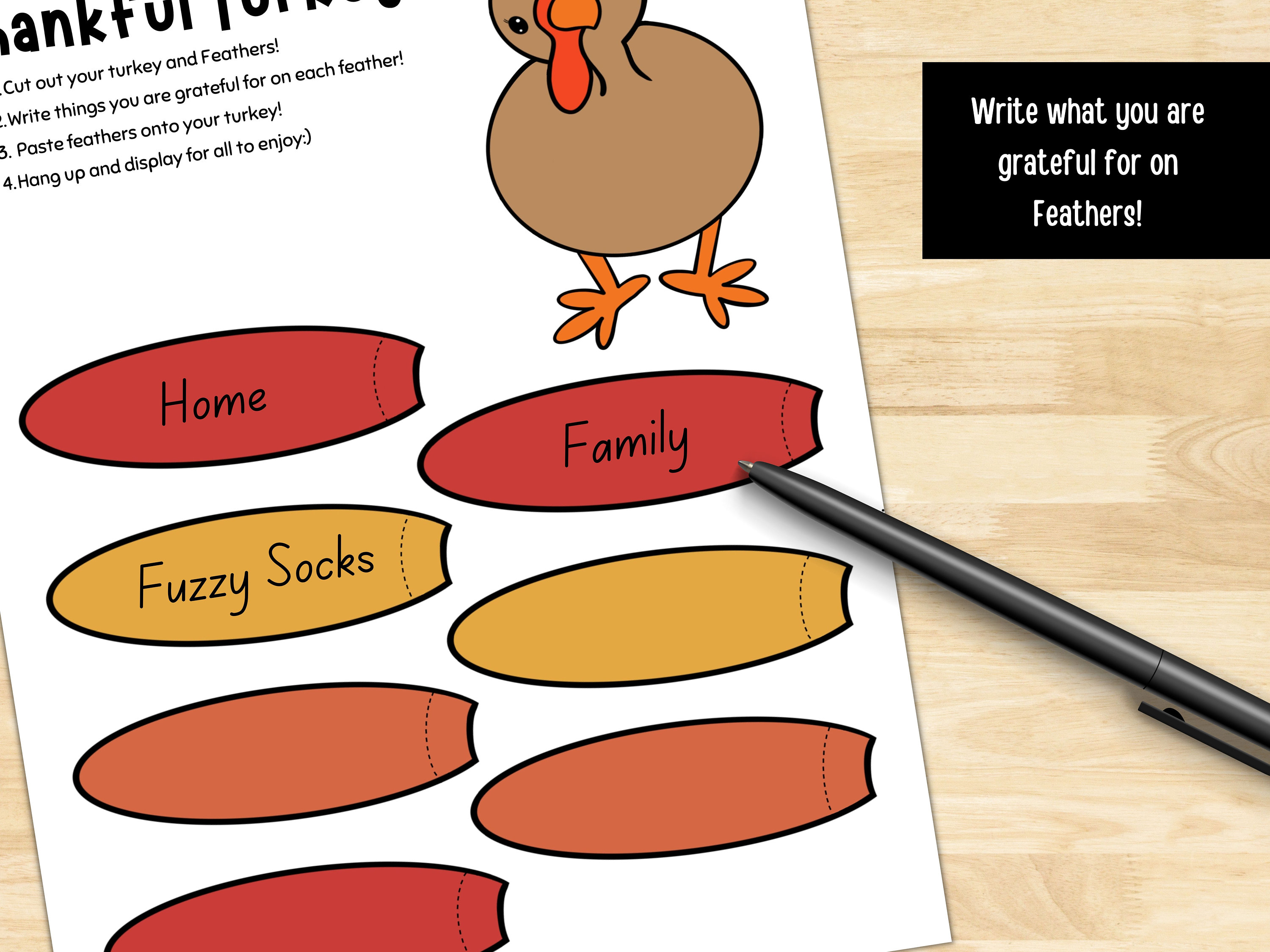 Small Thanksgiving Turkey Thankful Turkey Craft Activity for Kids Cut ...