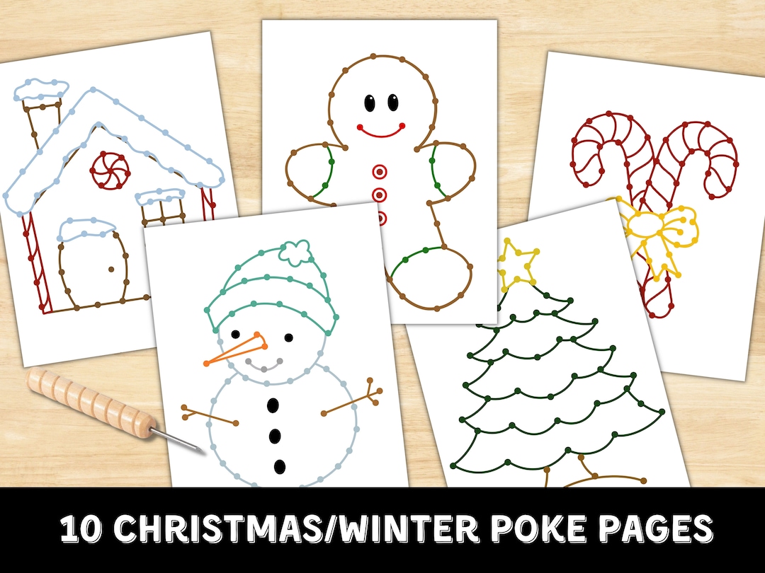 Toddler Poke Pages Montessori Puncher Christmas Winter Pin Punch ...