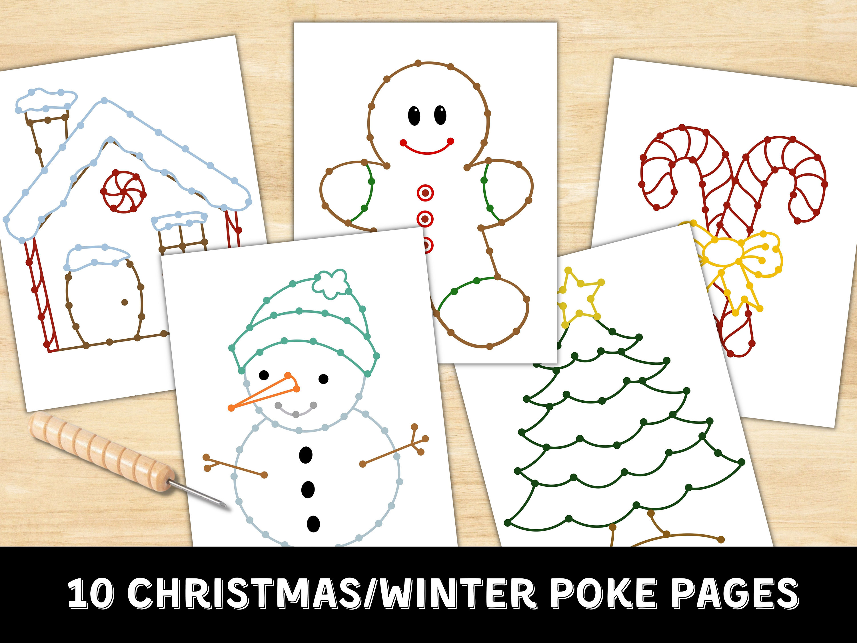 Toddler Poke Pages Montessori Puncher Christmas Winter - Etsy