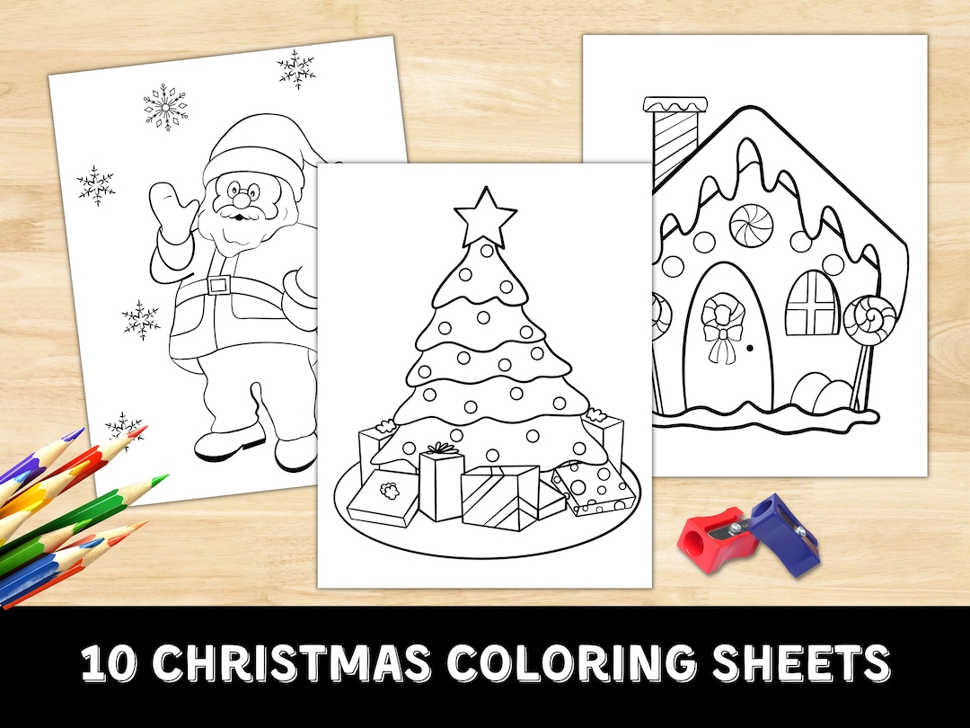 10 Christmas Coloring Sheets | Coloring Page | Winter | Holiday Art ...