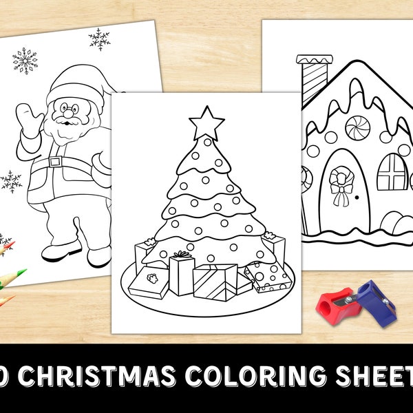 Holiday Printable Coloring Sheets - Etsy